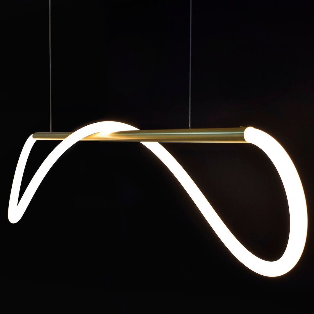 Brass Linear Pendant Light,kitchen Island Led Lamp,dinning Room Cieling ...