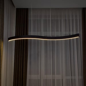 Black Wood Linear Led Light Lamp,wooden Lighting,kitchen Wood Chandelier,modern Simple Pendant ...
