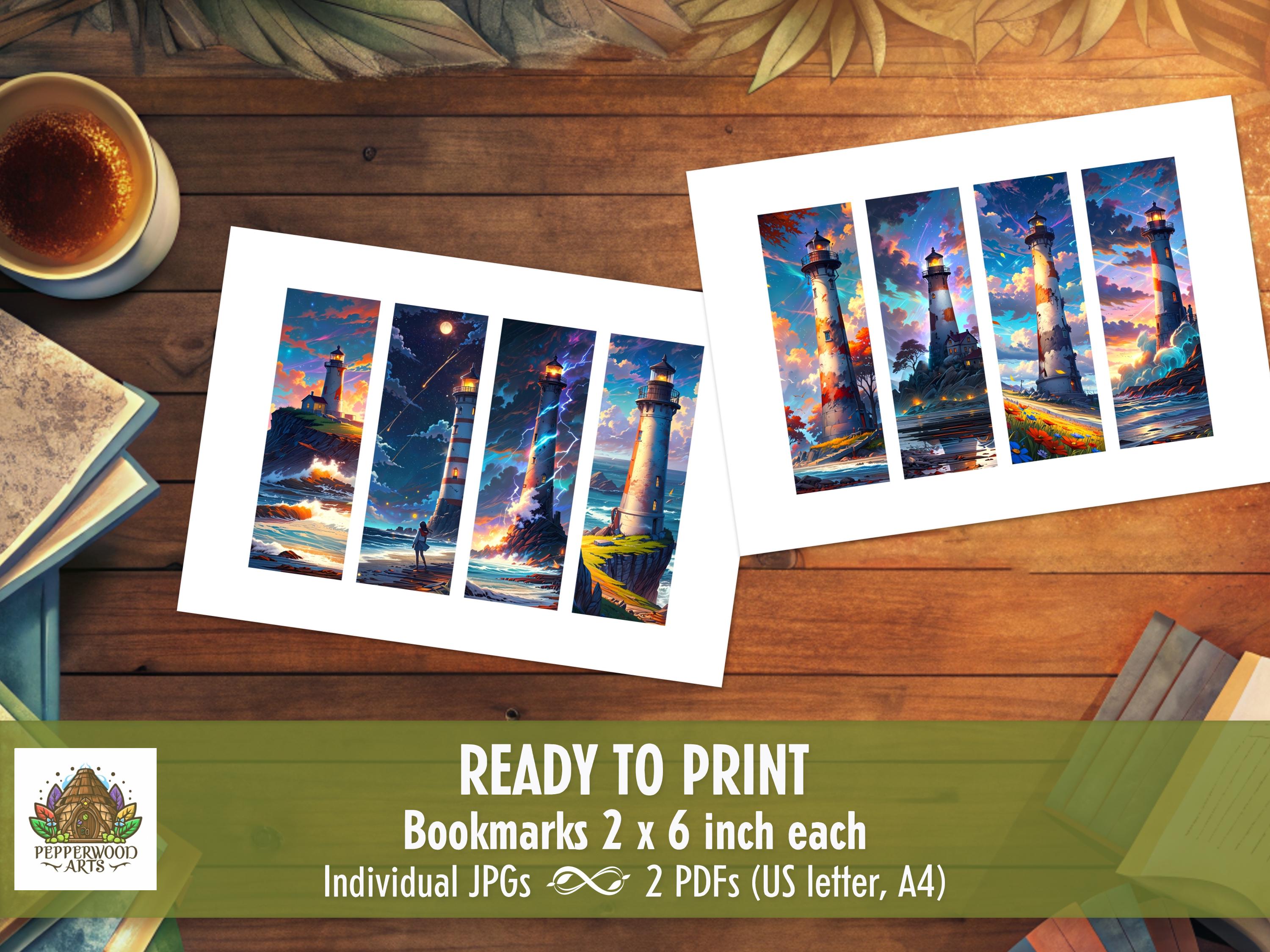 Fantasy Lighthouse Printable Bookmarks, Lighthouse Bookmarks, Book ...