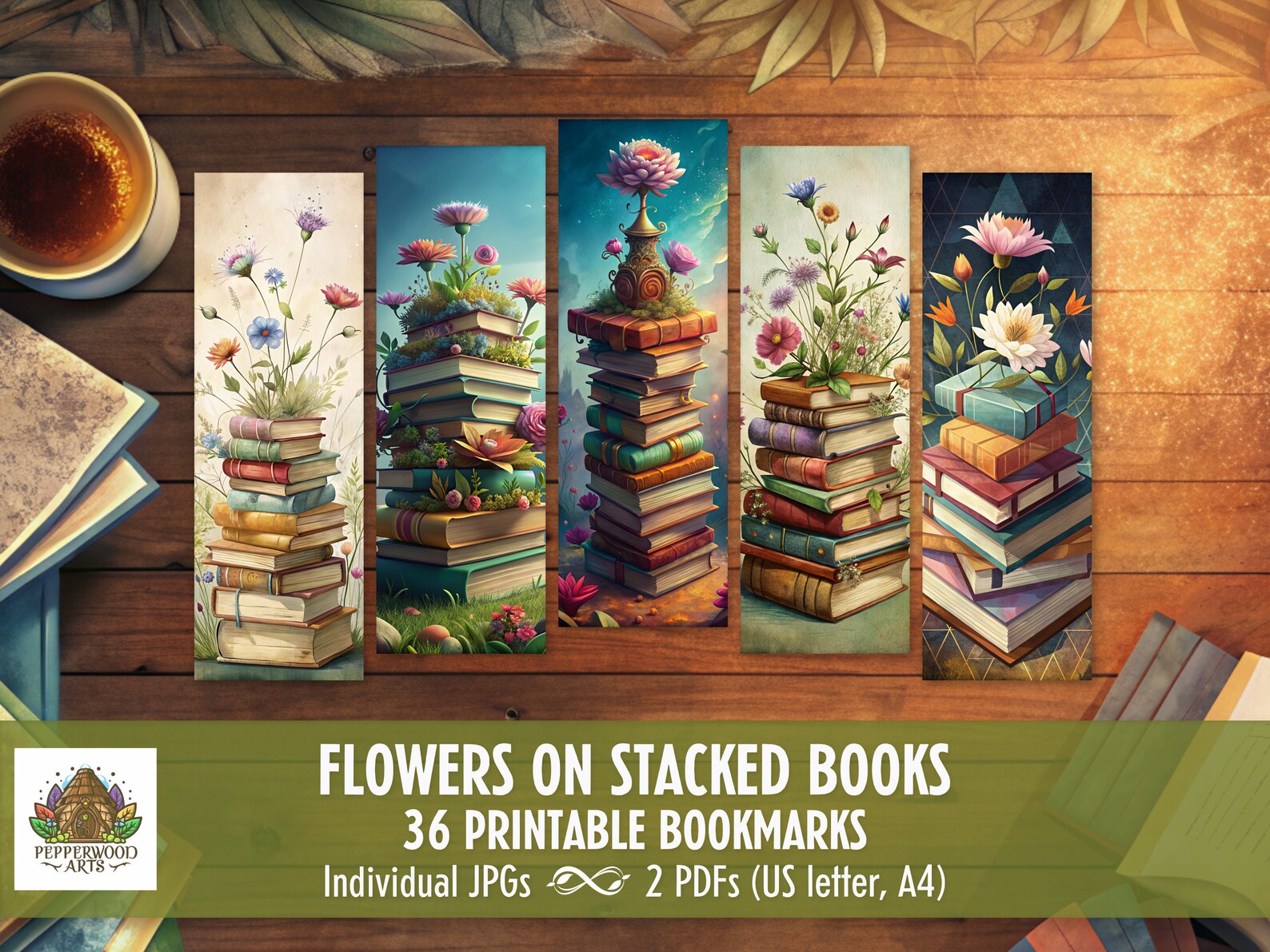 Stacked Books Printable Bookmarks Mega Bundle, Butterfly Bookmarks, Cat ...