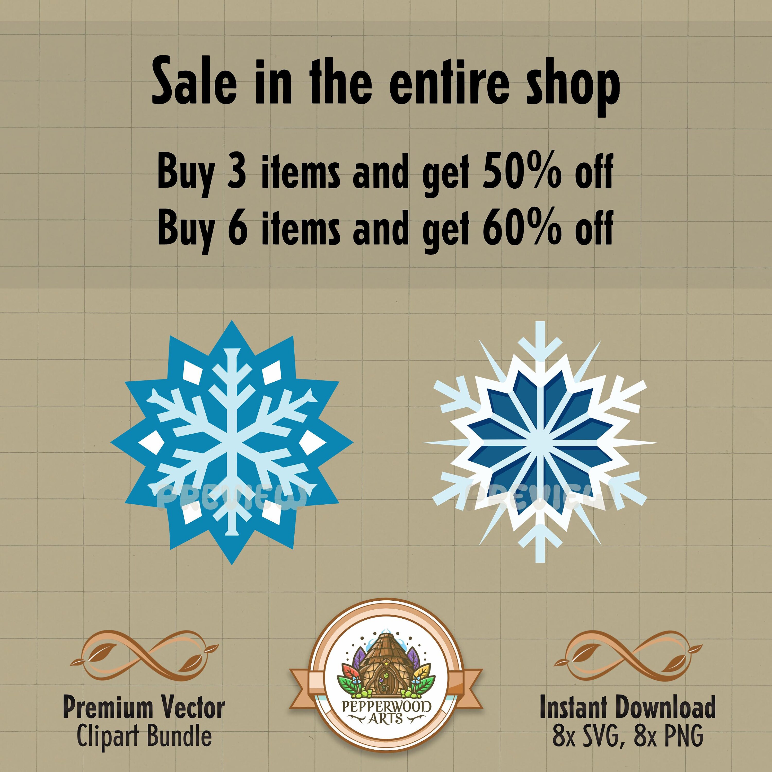 Snowflake Clipart Bundle, Snowflake Vector, Snowflake Svg, Snowflake ...