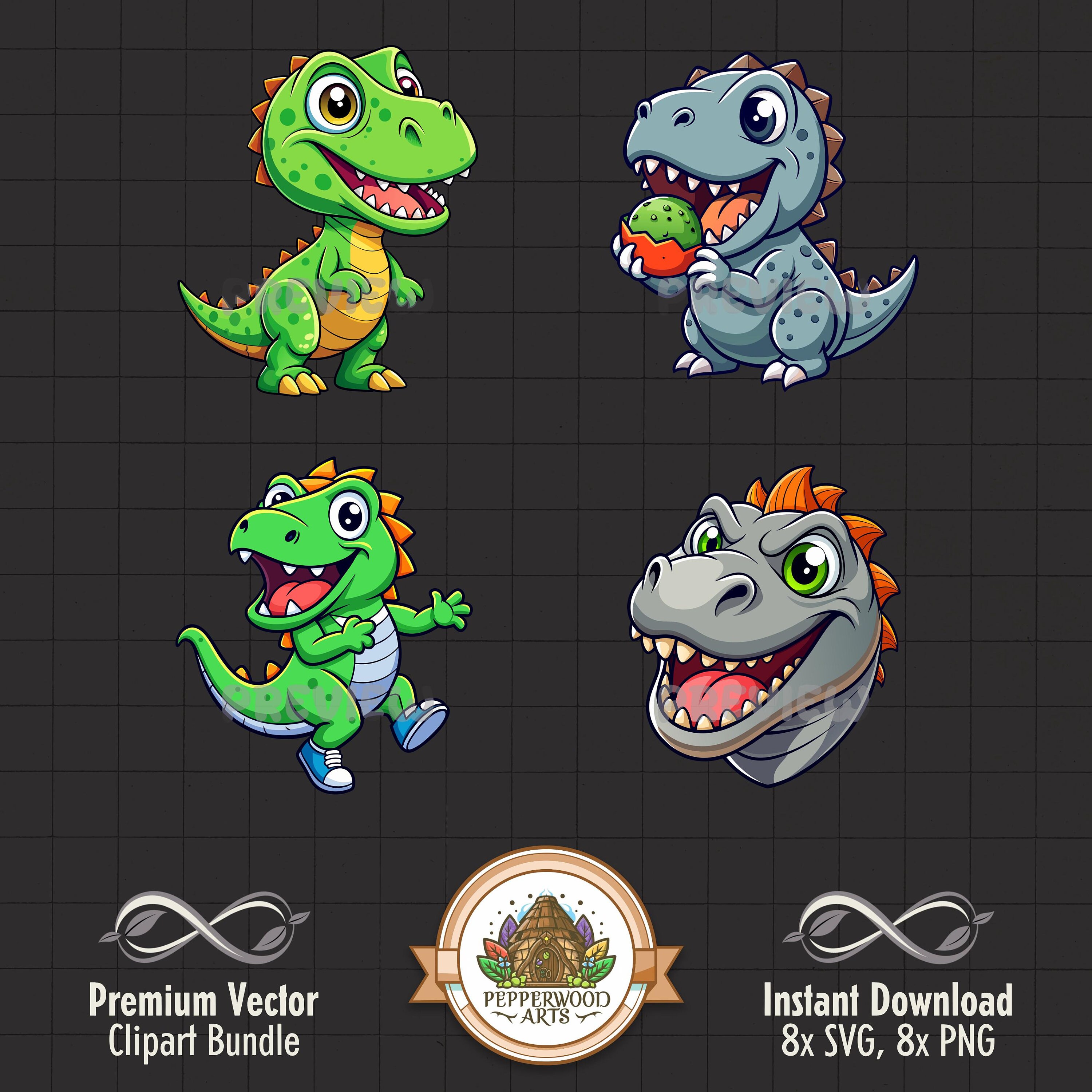 Cute T-rex Clipart Bundle, Baby Dinosaur Svg, Cute Trex Png, Cute Trex ...