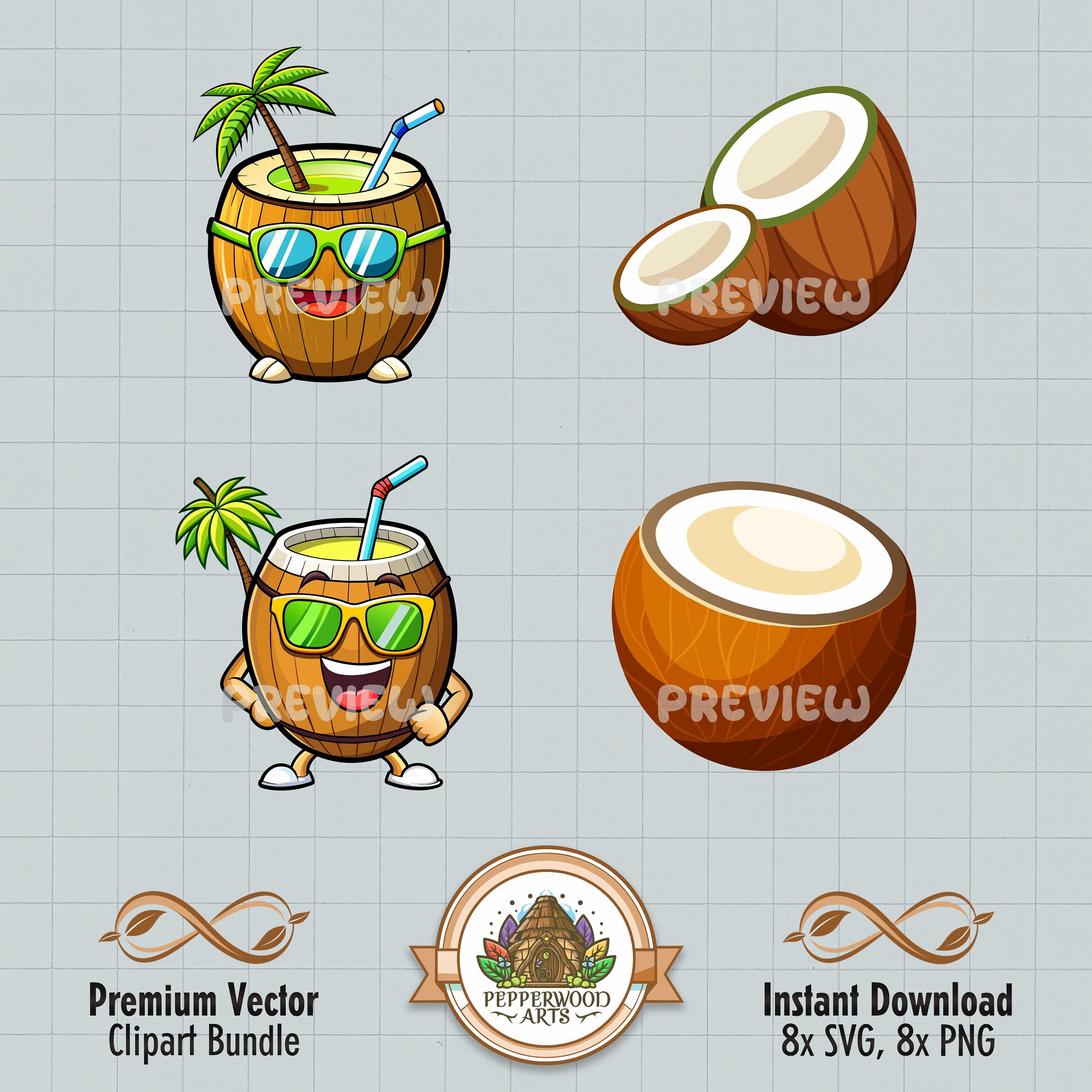 Coconut Clipart Bundle, Coconut Png, Digital Coconuts, Printable ...