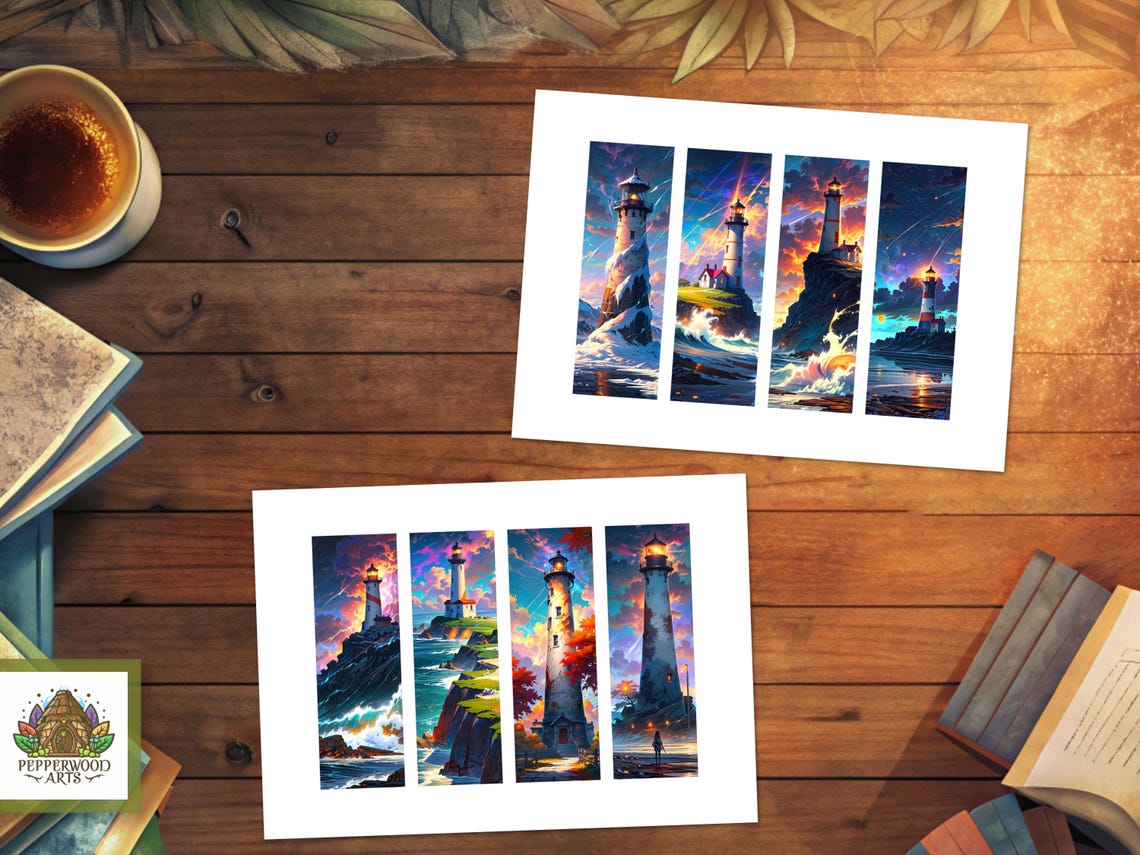 Fantasy Lighthouse Printable Bookmarks, Lighthouse Bookmarks, Book ...