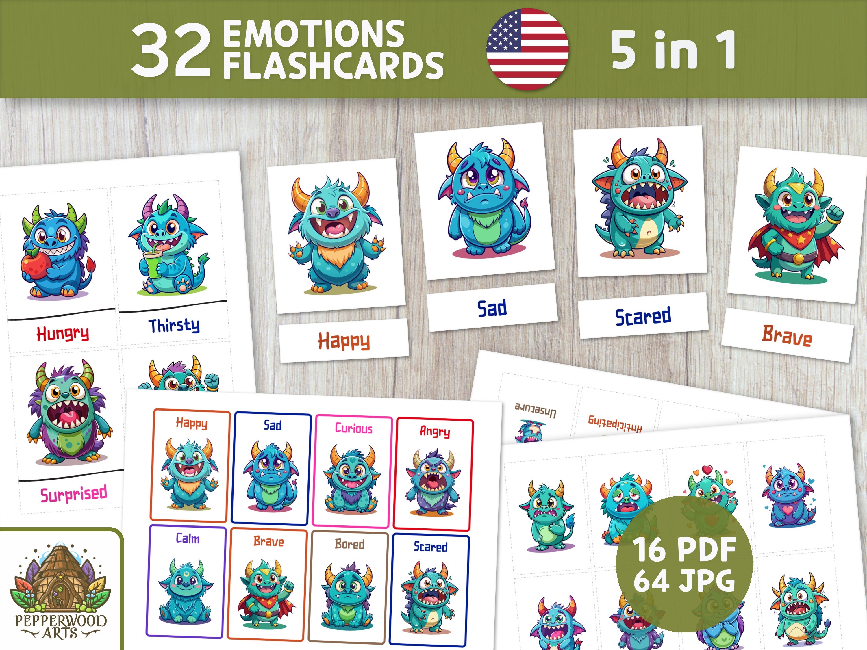 Emotions Flashcards for Kids | Montessori Feelings Cards | Learning ...