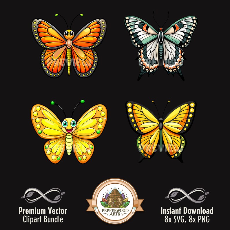 Butterfly Clipart Bundle, Monarch Svg, Butterfly Png, Butterfly Vector ...