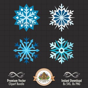 Snowflake Clipart Bundle, Snowflake Vector, Snowflake Svg, Snowflake ...