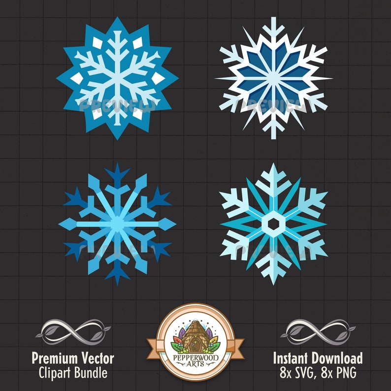 Snowflake Clipart Bundle, Snowflake Vector, Snowflake Svg, Snowflake ...