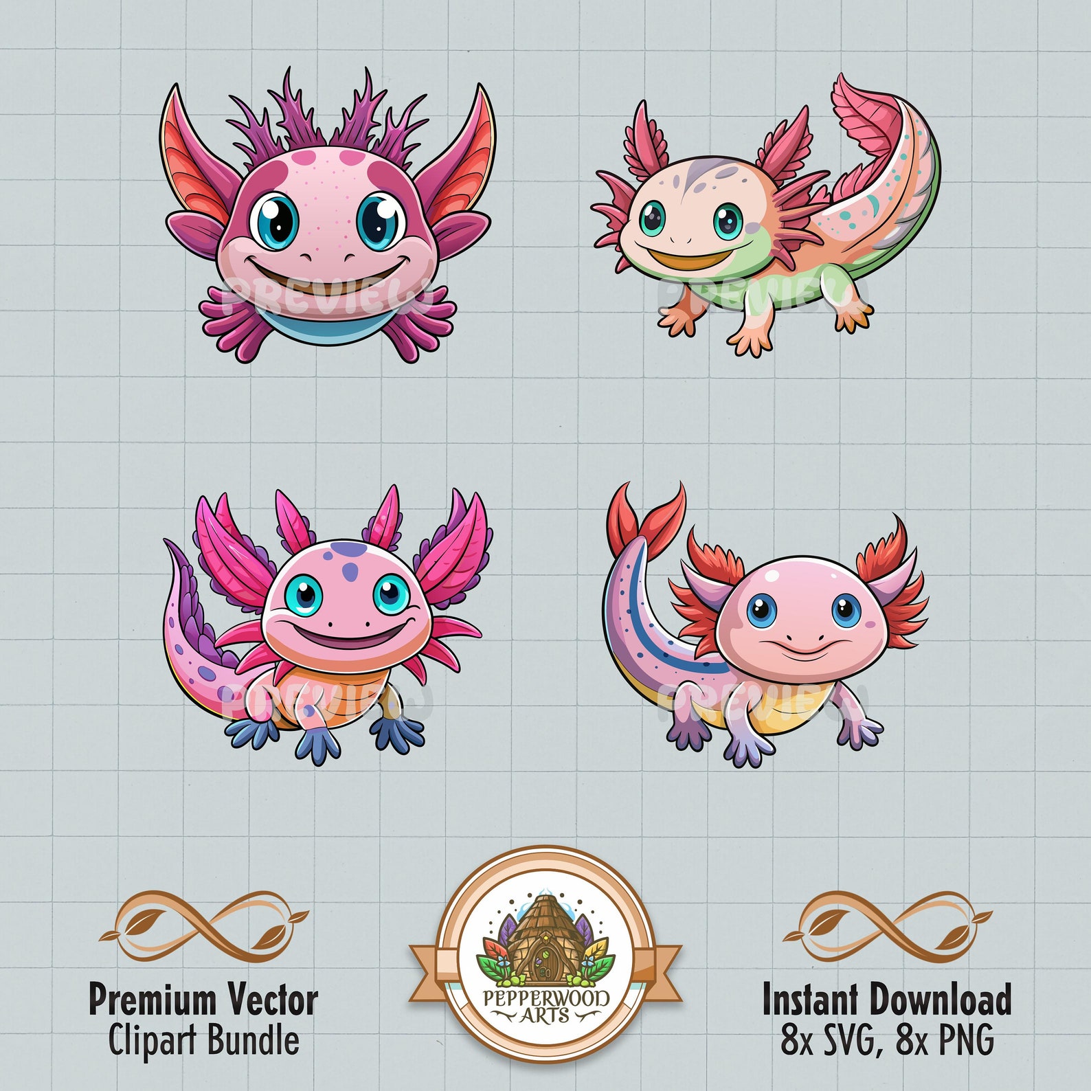 Axolotl Clipart Bundle, Axolotl Png, Axolotl Svg, Cute Axolotl, Pink ...