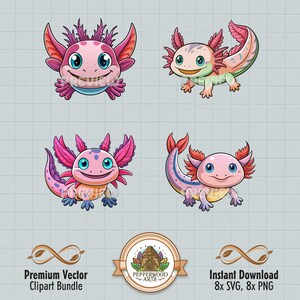 Axolotl Clipart Bundle, Axolotl Png, Axolotl Svg, Cute Axolotl, Pink ...
