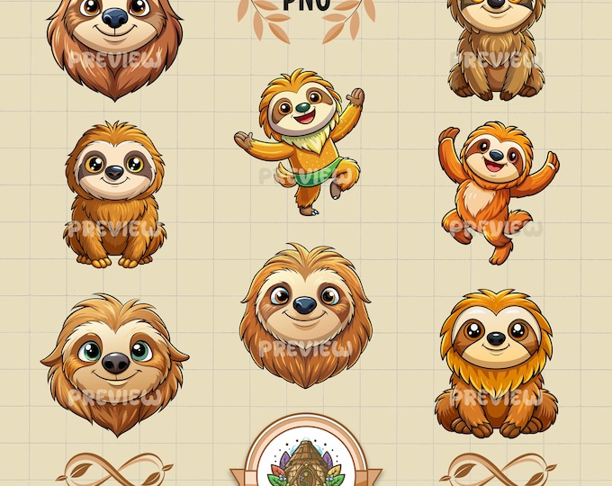 Sloth Clipart Transparent Background Graphics Printable Cute Sloth PNG ...