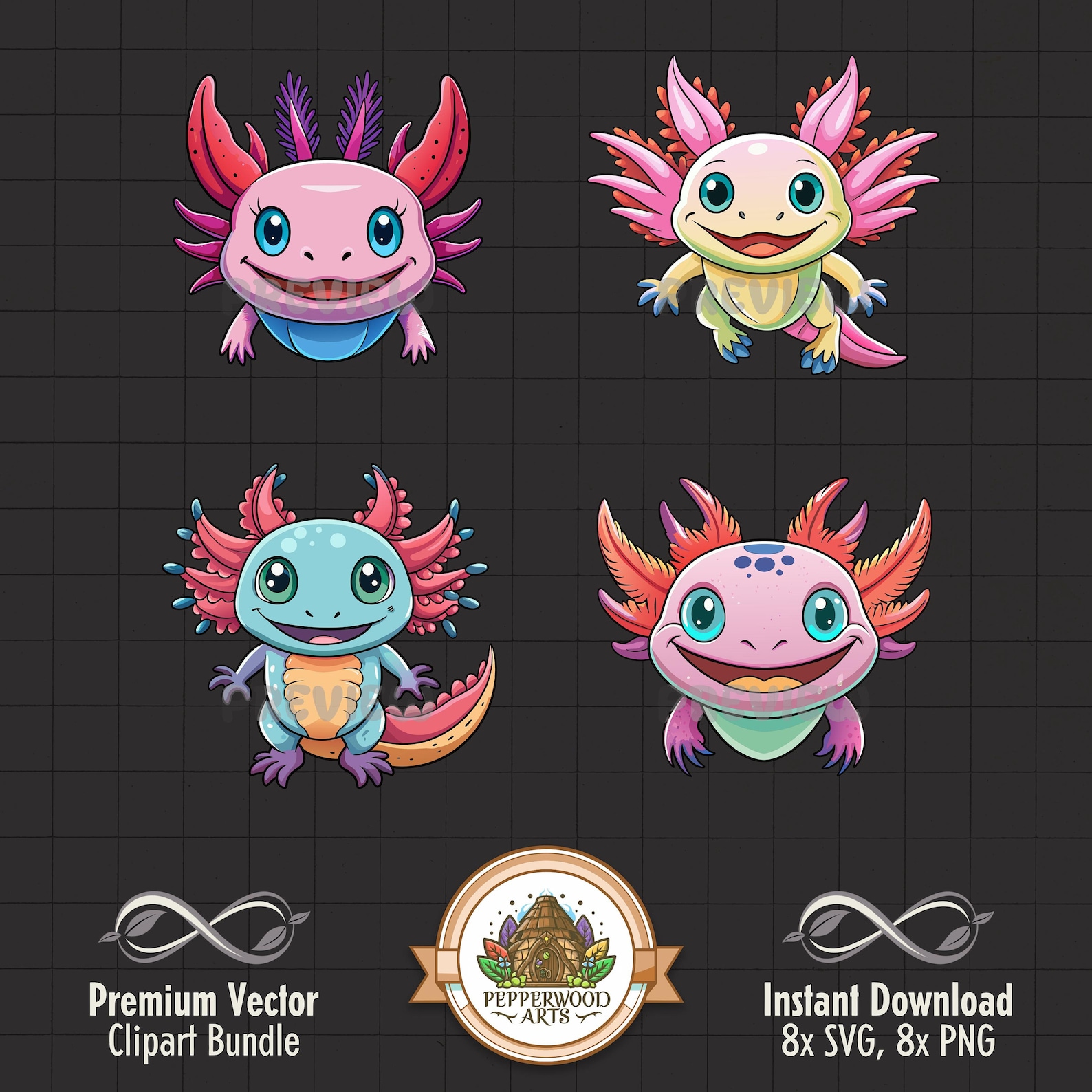 Axolotl Clipart Bundle, Axolotl Png, Axolotl Svg, Cute Axolotl, Pink ...