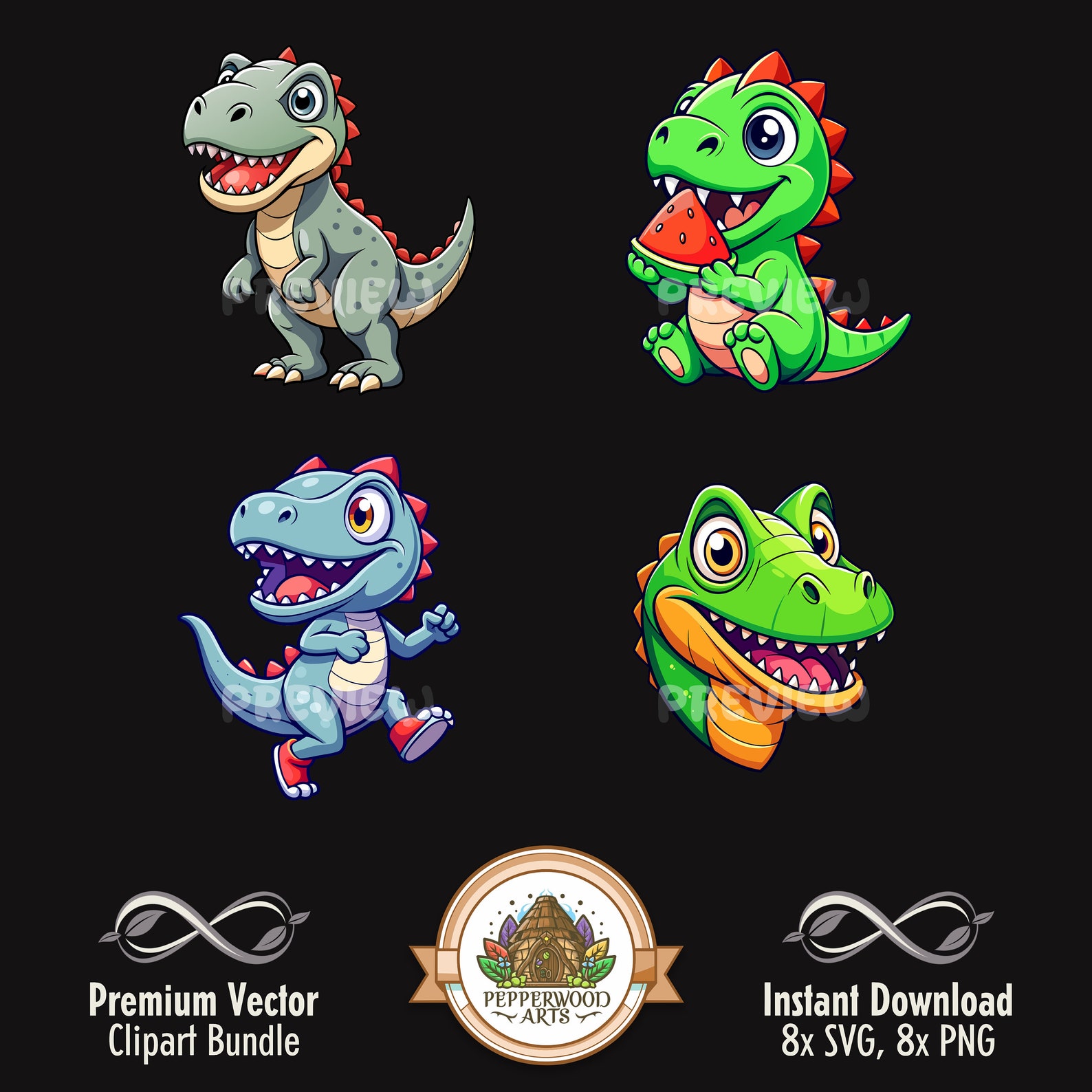 Cute T-rex Clipart Bundle, Baby Dinosaur Svg, Cute Trex Png, Cute Trex ...