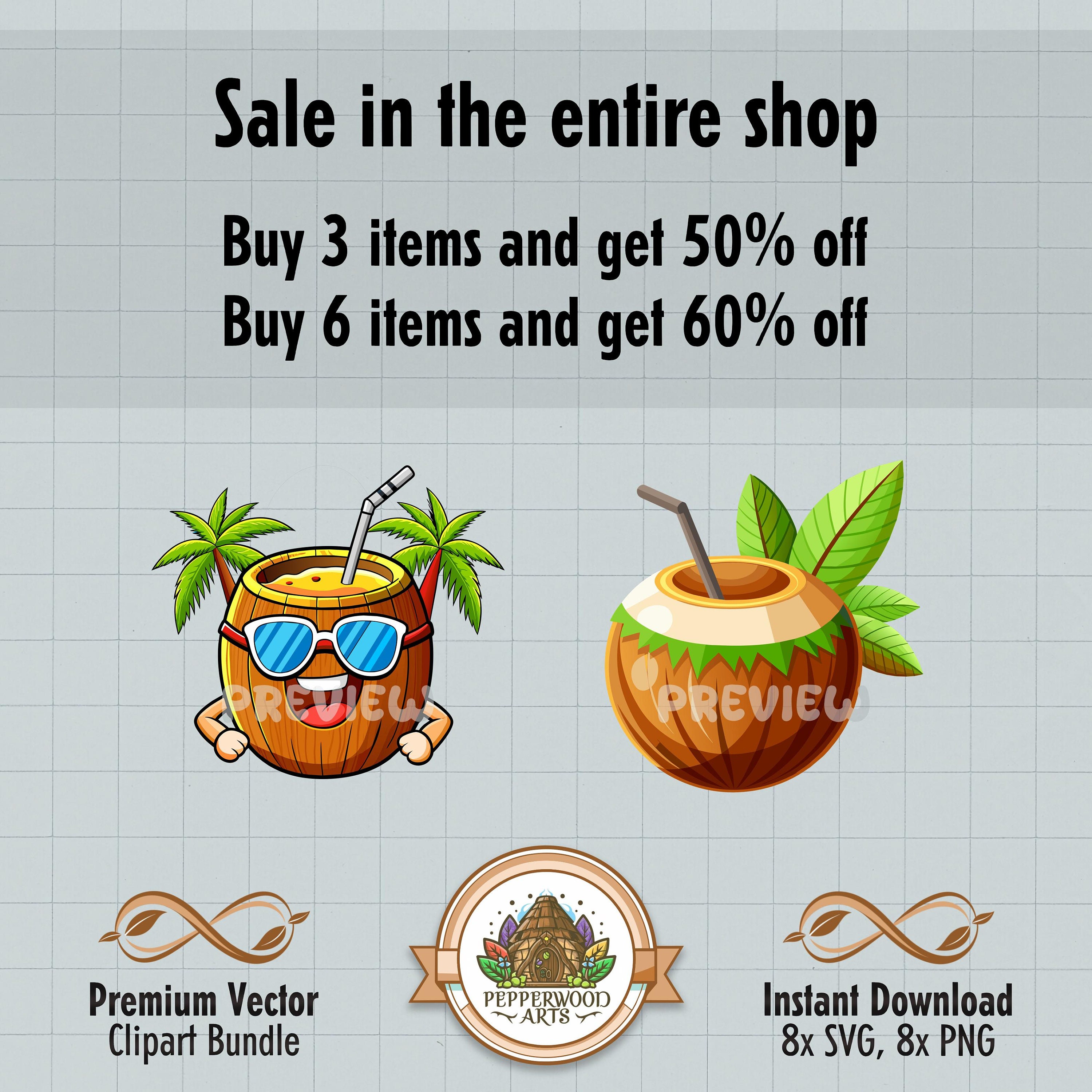 Coconut Clipart Bundle, Coconut Png, Digital Coconuts, Printable ...
