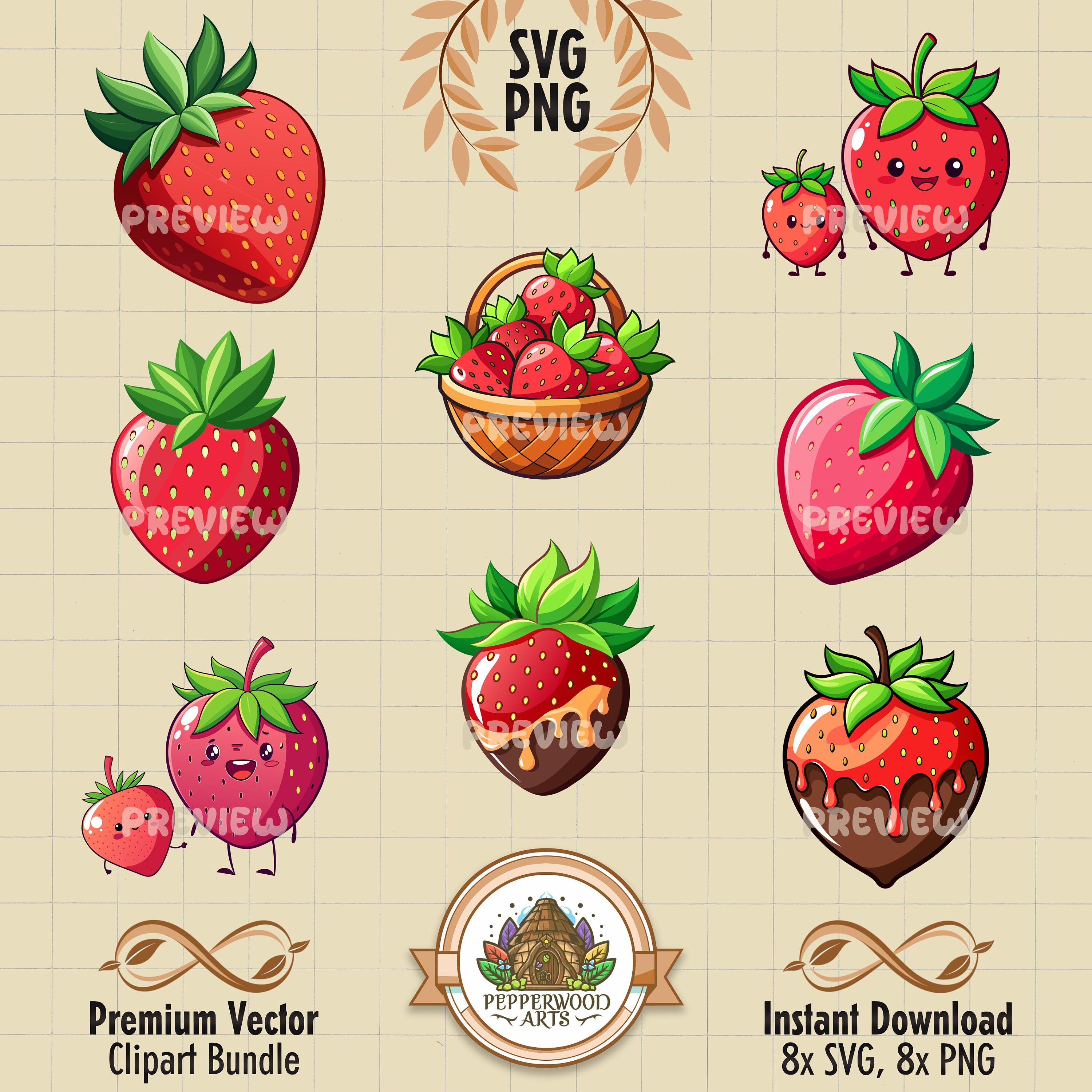 Strawberry Clipart Bundle, Strawberry Png, Digital Strawberries ...