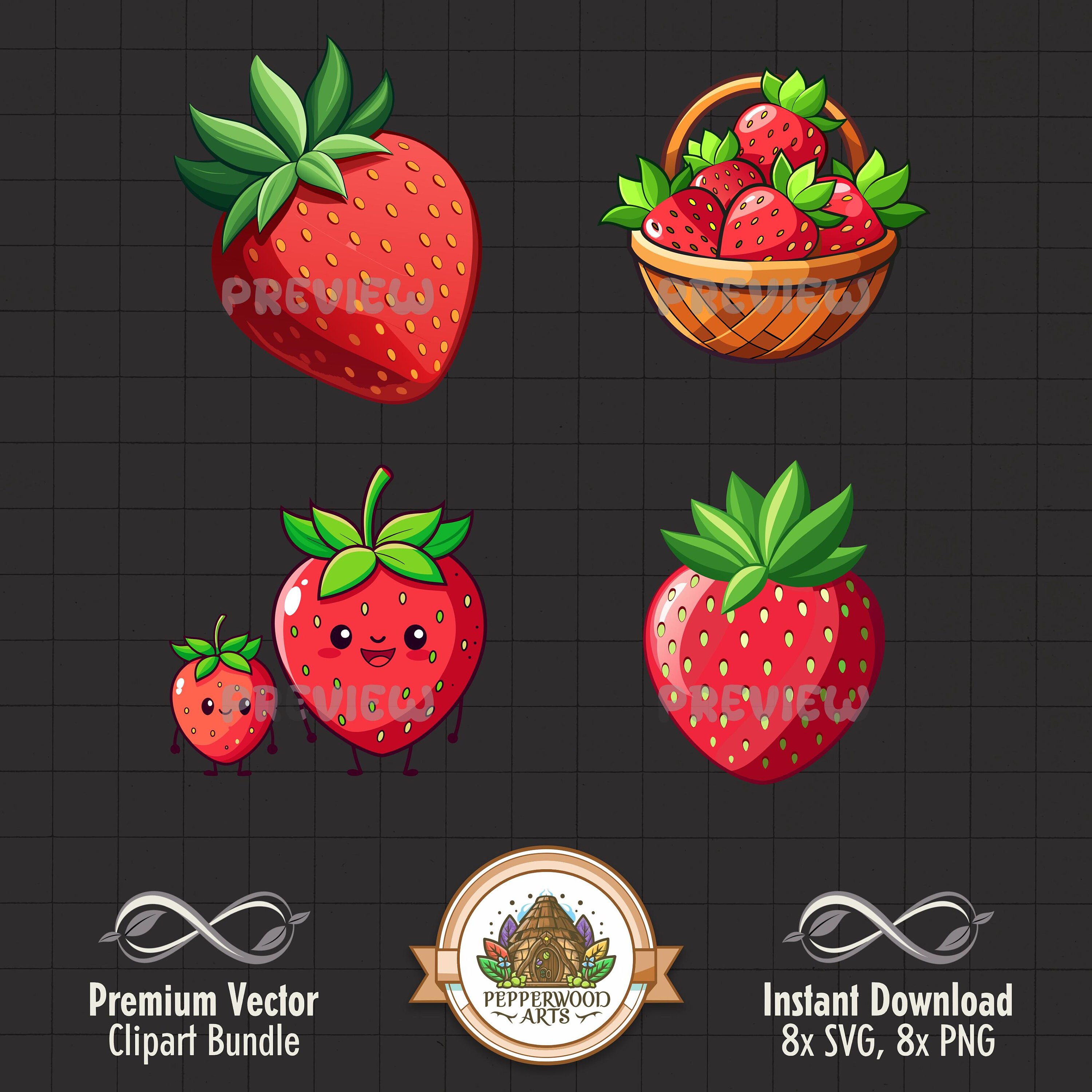 Strawberry Clipart Bundle, Strawberry Png, Digital Strawberries ...