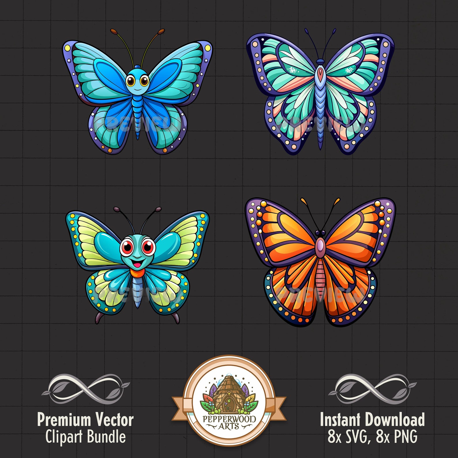 Butterfly Clipart Bundle, Monarch Svg, Butterfly Png, Butterfly Vector ...
