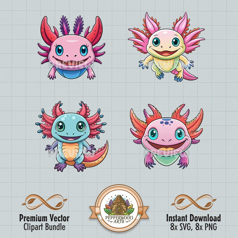 Axolotl Clipart Bundle, Axolotl Png, Axolotl Svg, Cute Axolotl, Pink ...