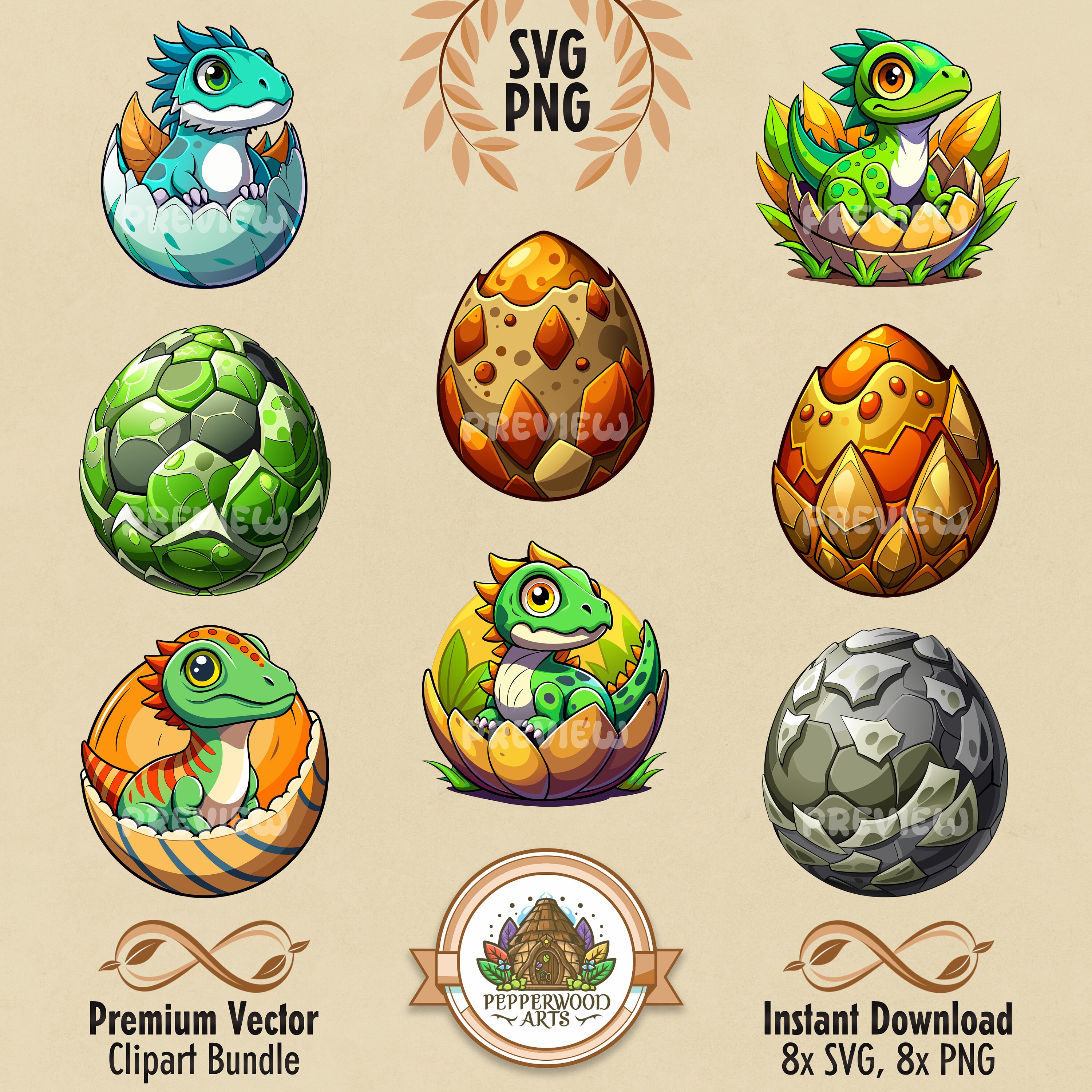 Dinosaur Eggs Clipart Bundle, Easter Dinosaur Svg, Dinosaur Egg Png ...