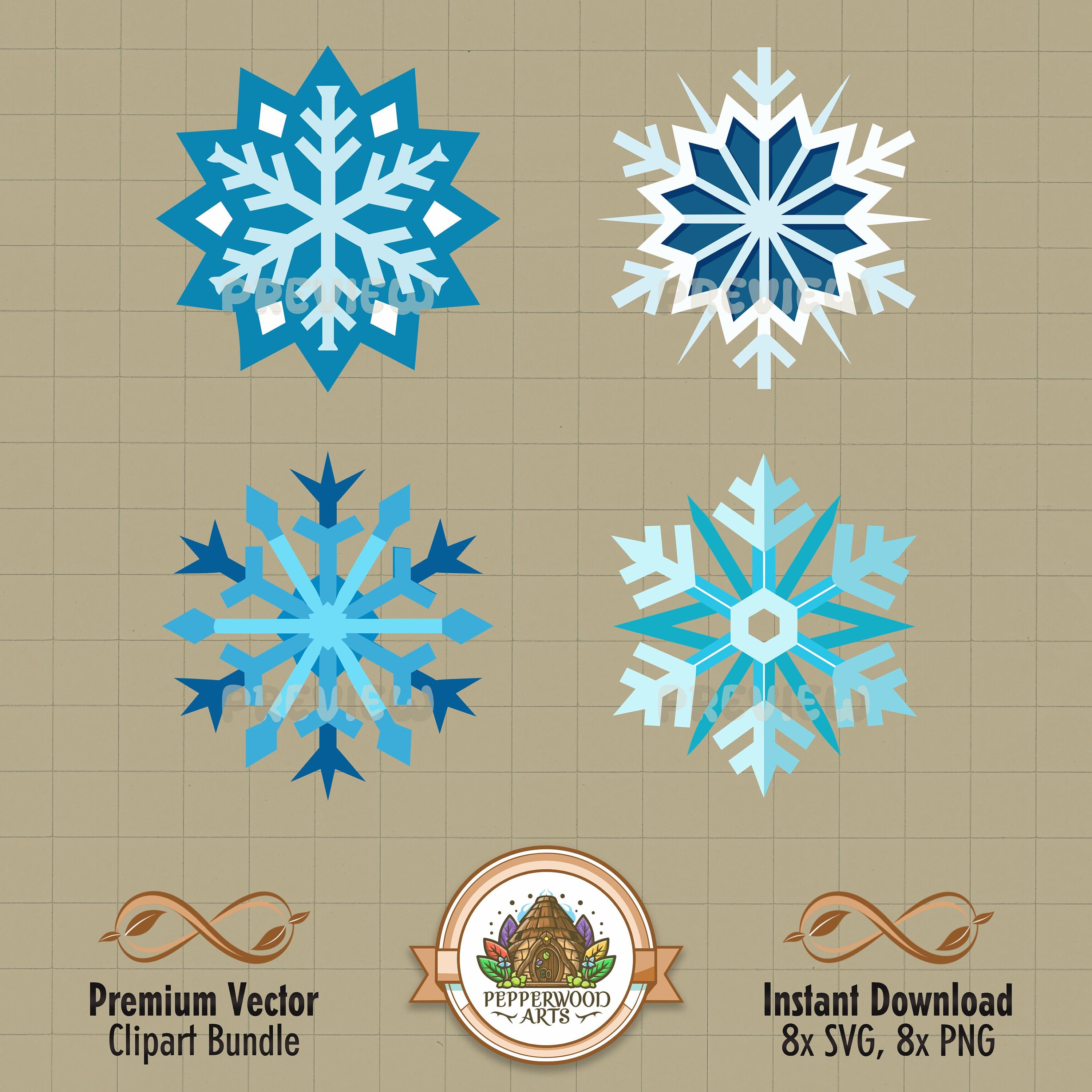 Snowflake Clipart Bundle, Snowflake Vector, Snowflake Svg, Snowflake ...