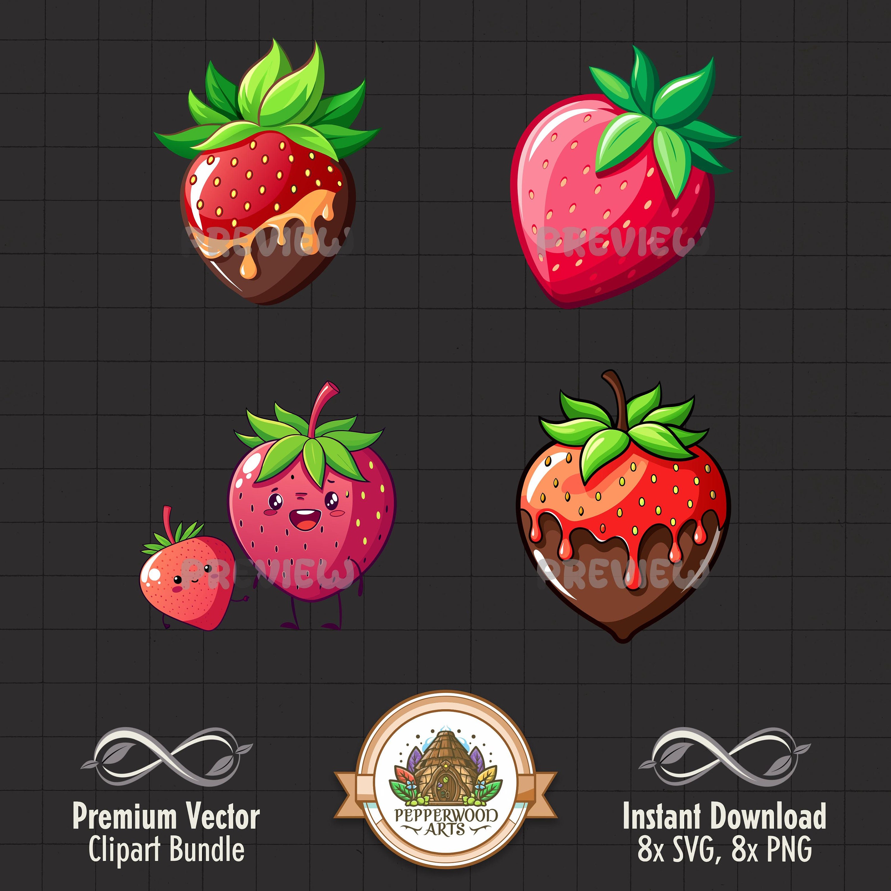 Strawberry Clipart Bundle, Strawberry Png, Digital Strawberries ...