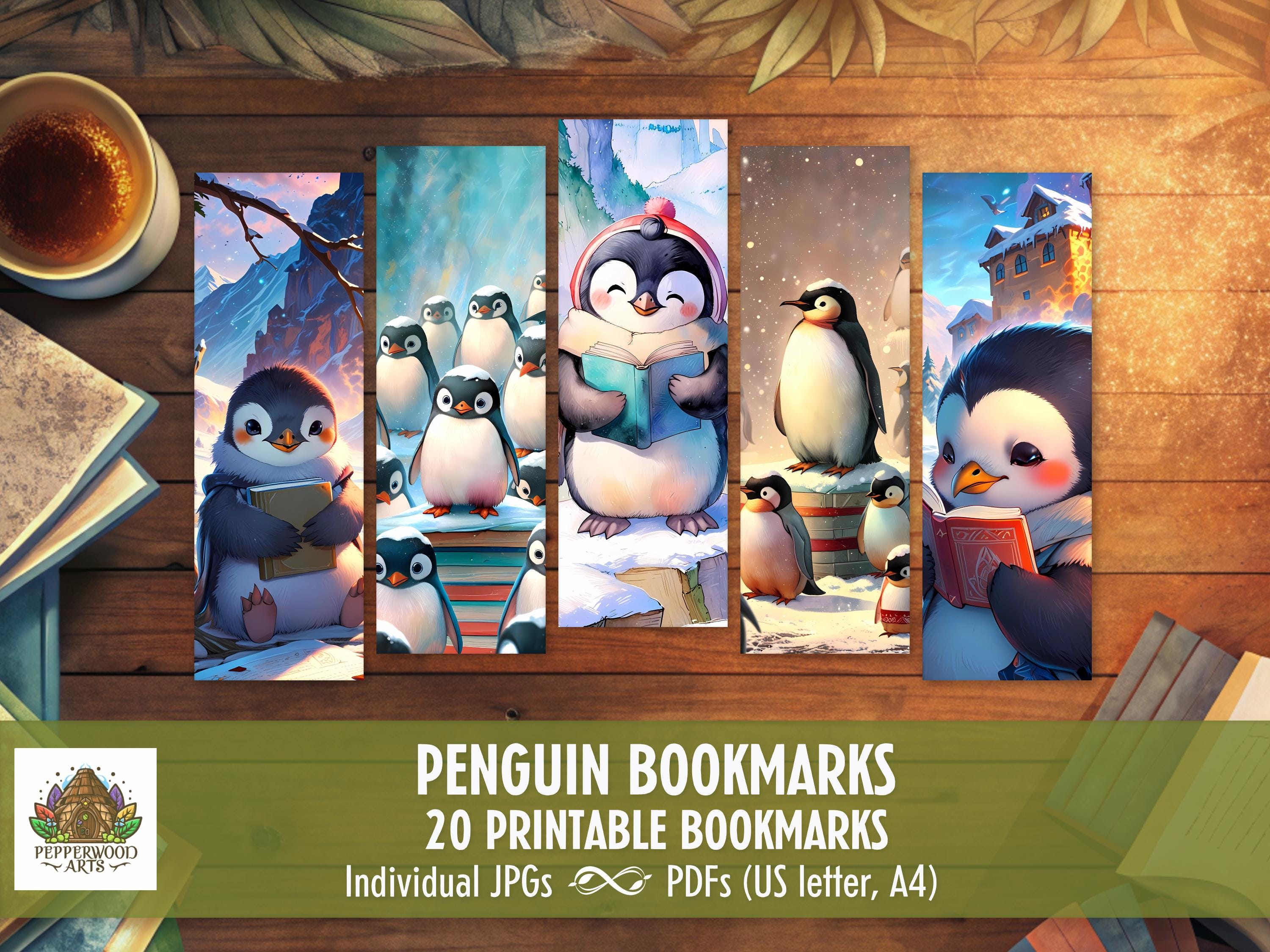 Penguin Bookmarks, Printable Bookmarks, Creative Book Lover Gift ...