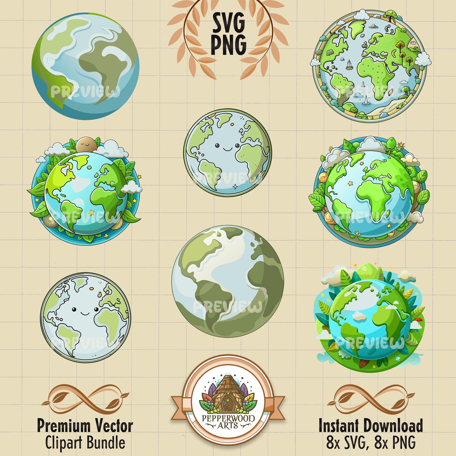 Earth Clipart Bundle, Planet Earth Svg, Globe Png, Mother Earth Clipart ...