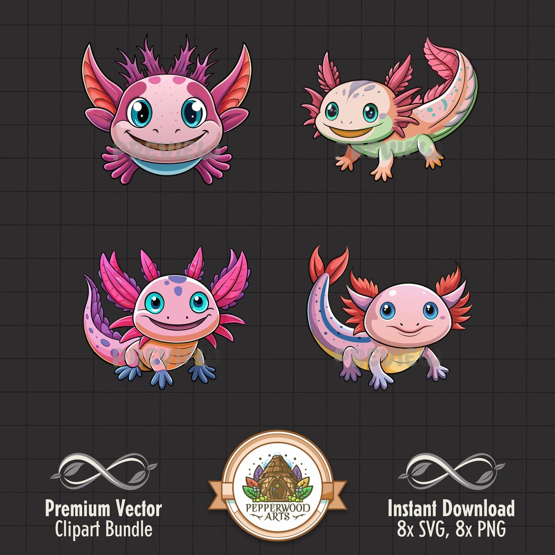 Axolotl Clipart Bundle, Axolotl Png, Axolotl Svg, Cute Axolotl, Pink ...