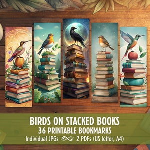 Stacked Books Printable Bookmarks Mega Bundle, Butterfly Bookmarks, Cat ...