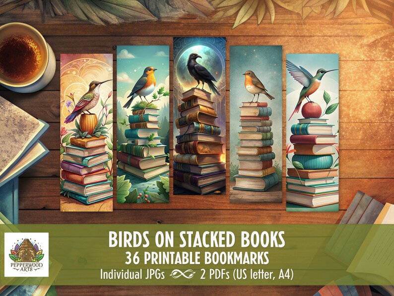 Stacked Books Printable Bookmarks Mega Bundle, Butterfly Bookmarks, Cat ...