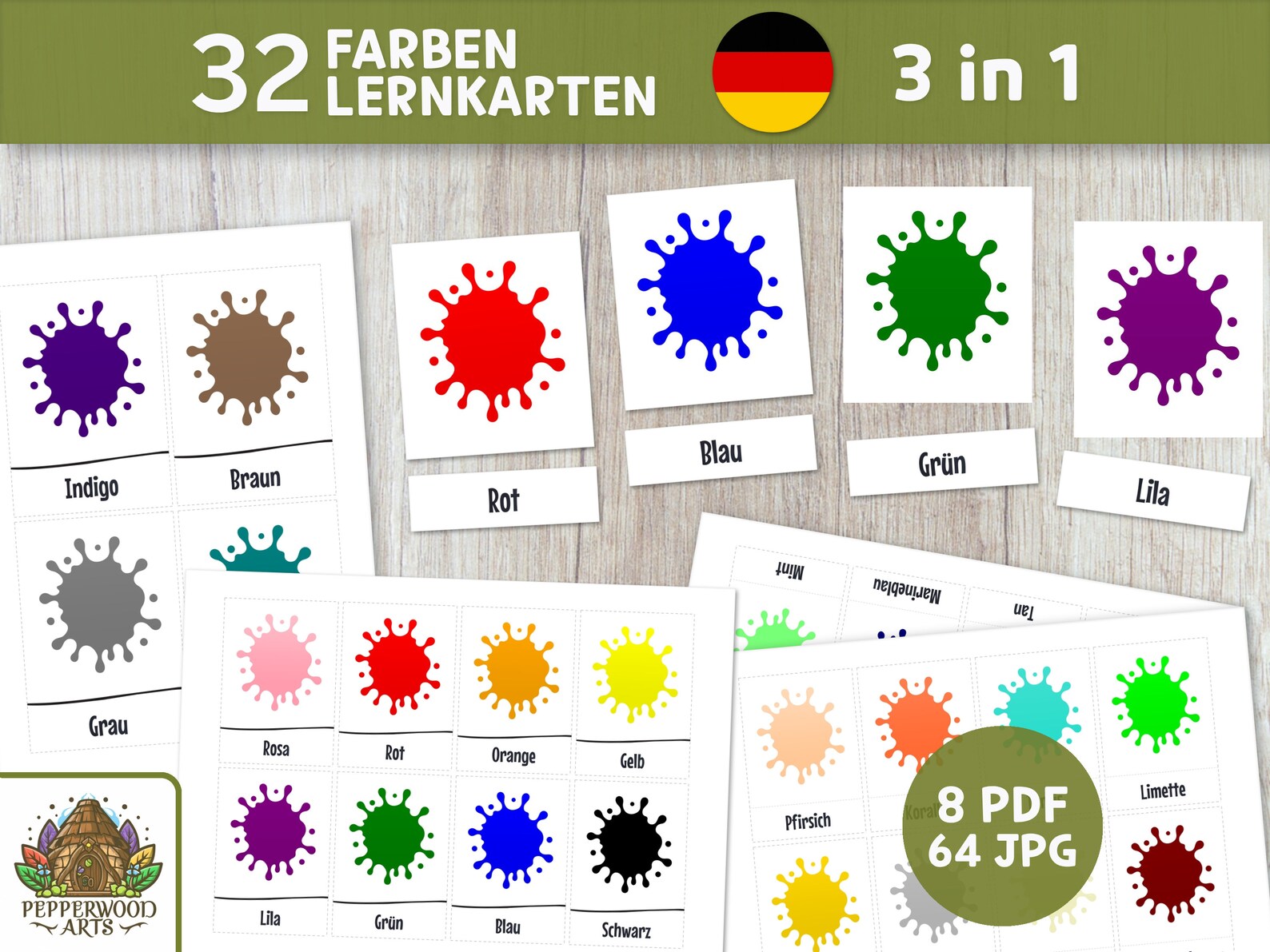 Colors Flashcards for Kids, Montessori Color Cards, Waldorf Learning ...