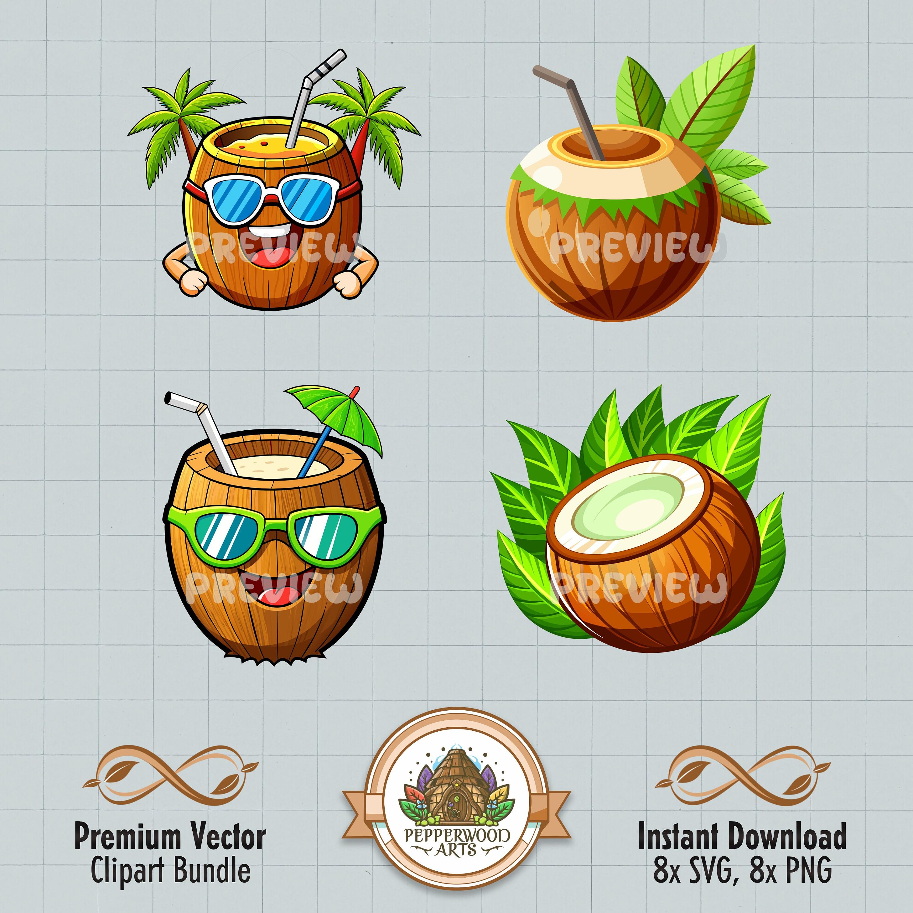 Coconut Clipart Bundle, Coconut Png, Digital Coconuts, Printable ...