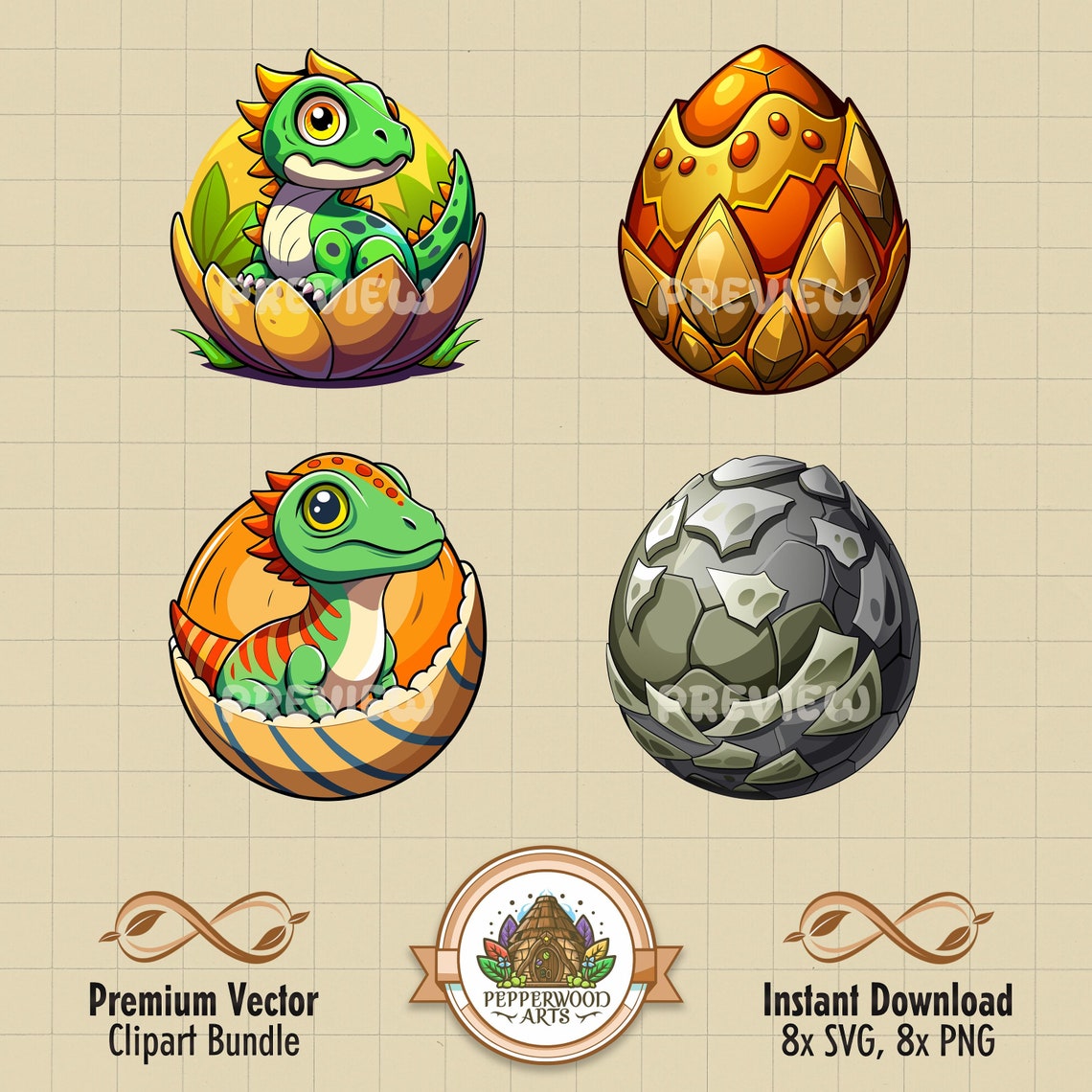 Dinosaur Eggs Clipart Bundle, Easter Dinosaur Svg, Dinosaur Egg Png ...