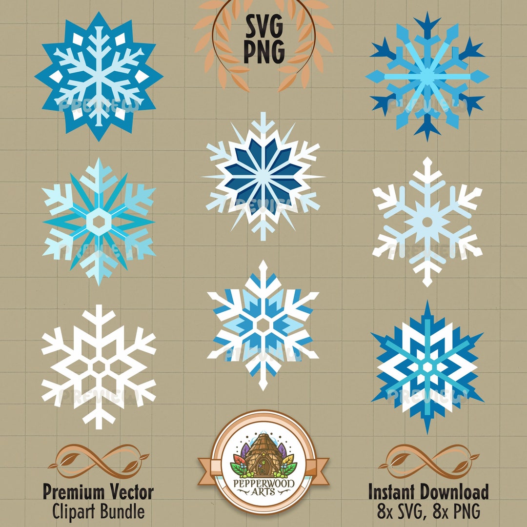 Snowflake Clipart Bundle, Snowflake Vector, Snowflake Svg, Snowflake ...