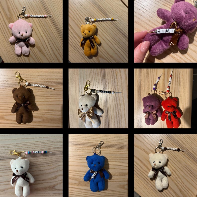 Personalised Teddy Bear Keychain | Kids Cute Gift | Handbag Car Key ...