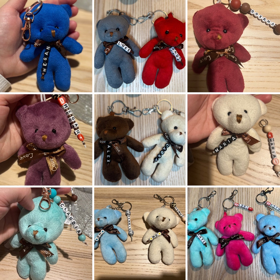 Personalised Teddy Bear Keychain | Kids Cute Gift | Handbag Car Key ...