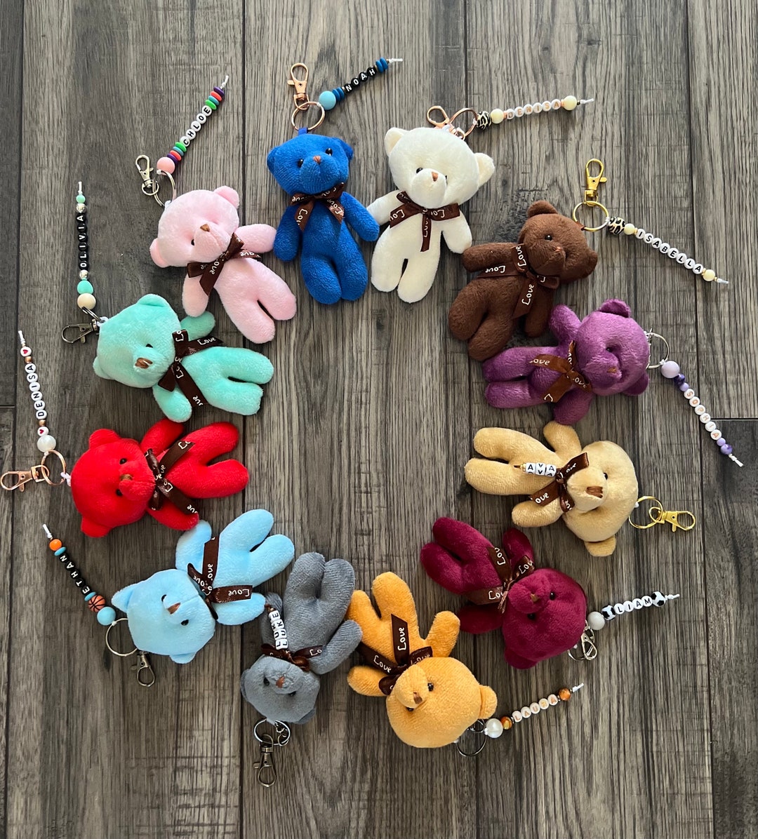 Personalised Teddy Bear Keychain | Kids Cute Gift | Handbag Car Key ...