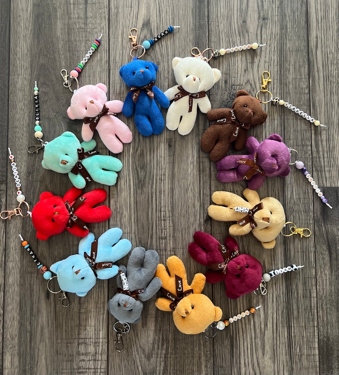 Personalised Teddy Bear Keychain | Kids Cute Gift | Handbag Car Key ...