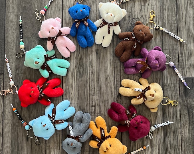 Personalised Teddy Bear Keychain | Kids Cute Gift | Handbag Car Key ...