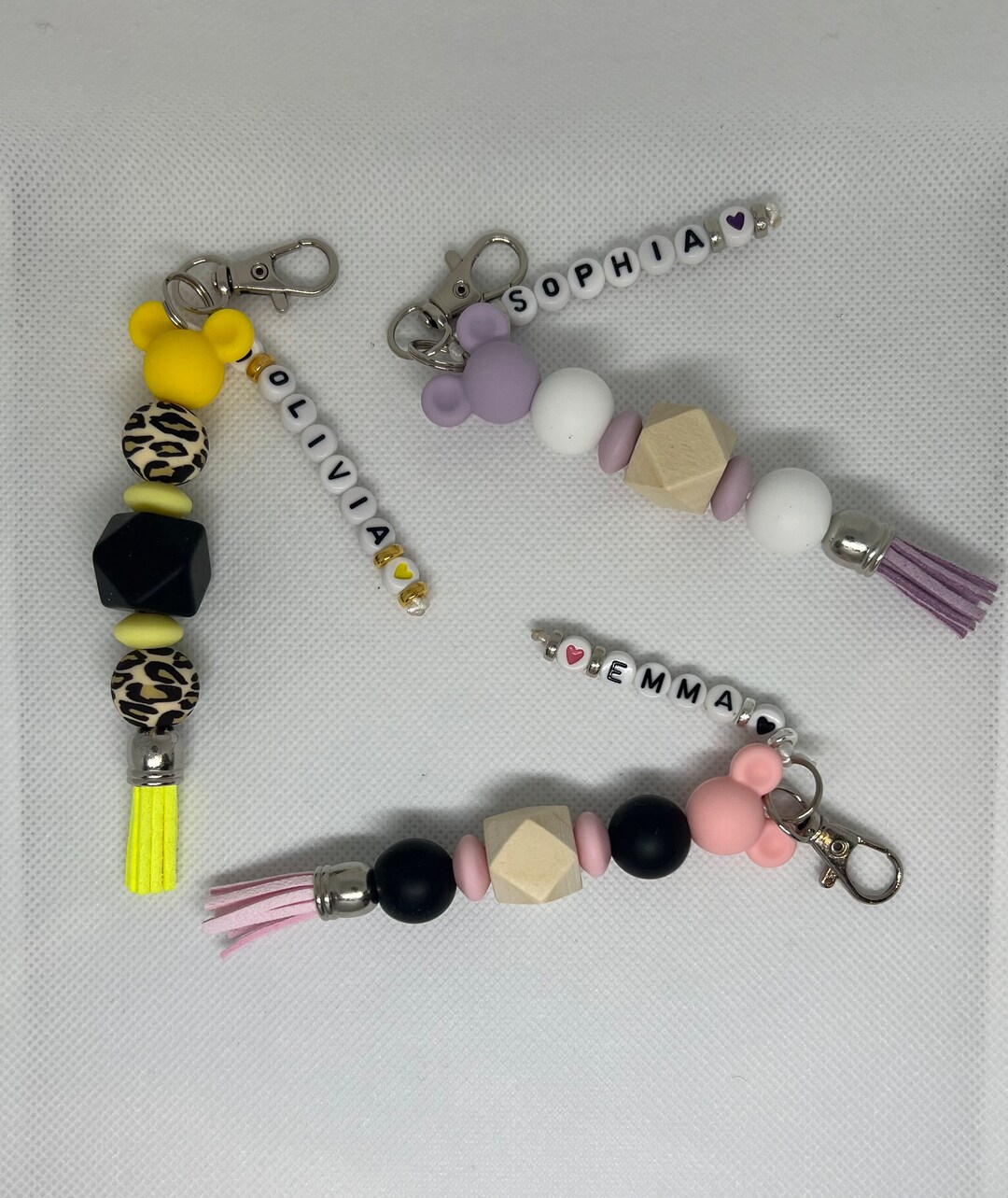 Personalised Keychain,key Ring,bag Charm,beaded Keyring, Beaded ...