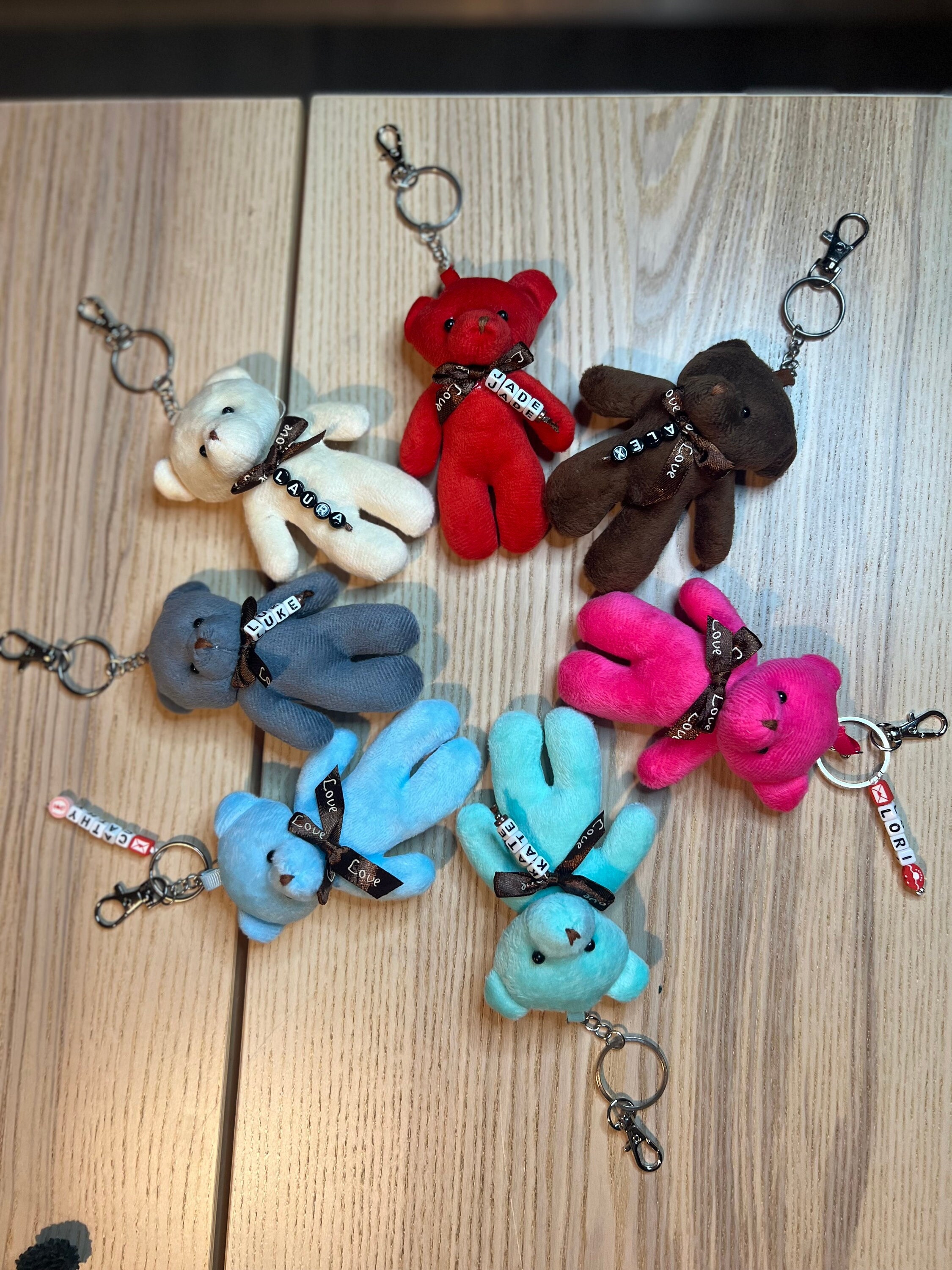 Personalised Teddy Bear Keychain | Kids Cute Gift | Handbag Car Key ...