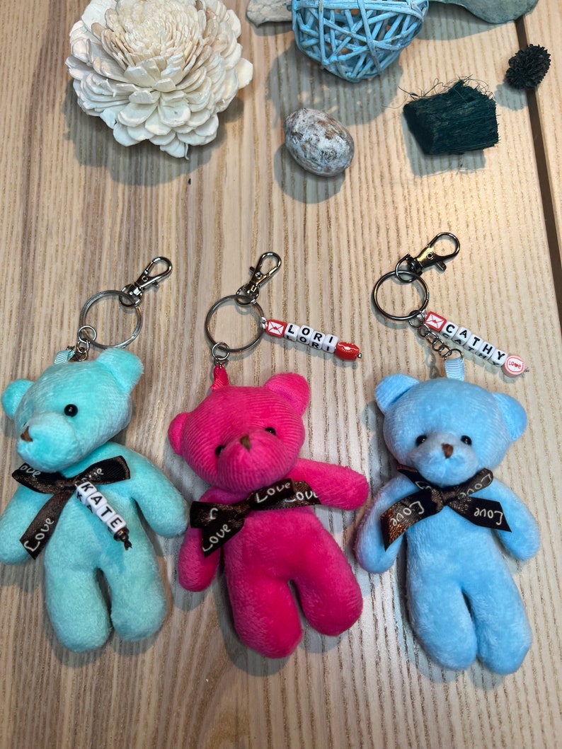 Personalised Teddy Bear Keychain | Kids Cute Gift | Handbag Car Key ...