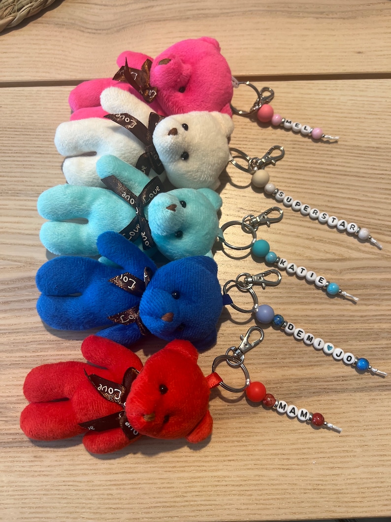 Personalised Teddy Bear Keychain | Kids Cute Gift | Handbag Car Key ...