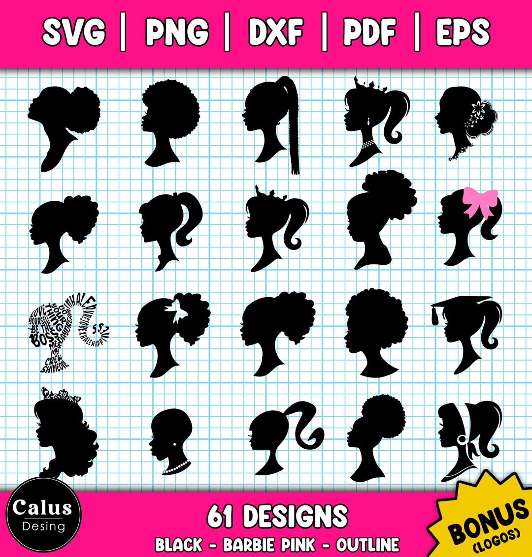 Bundle Barb Head SVG Doll SVG Doll Head Svg Doll Silhouette Woman ...