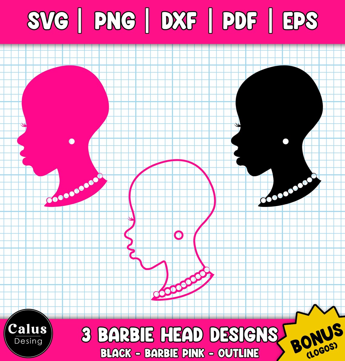Barb Head SVG Doll SVG Doll Head Svg Doll Silhouette Woman Silhouette ...