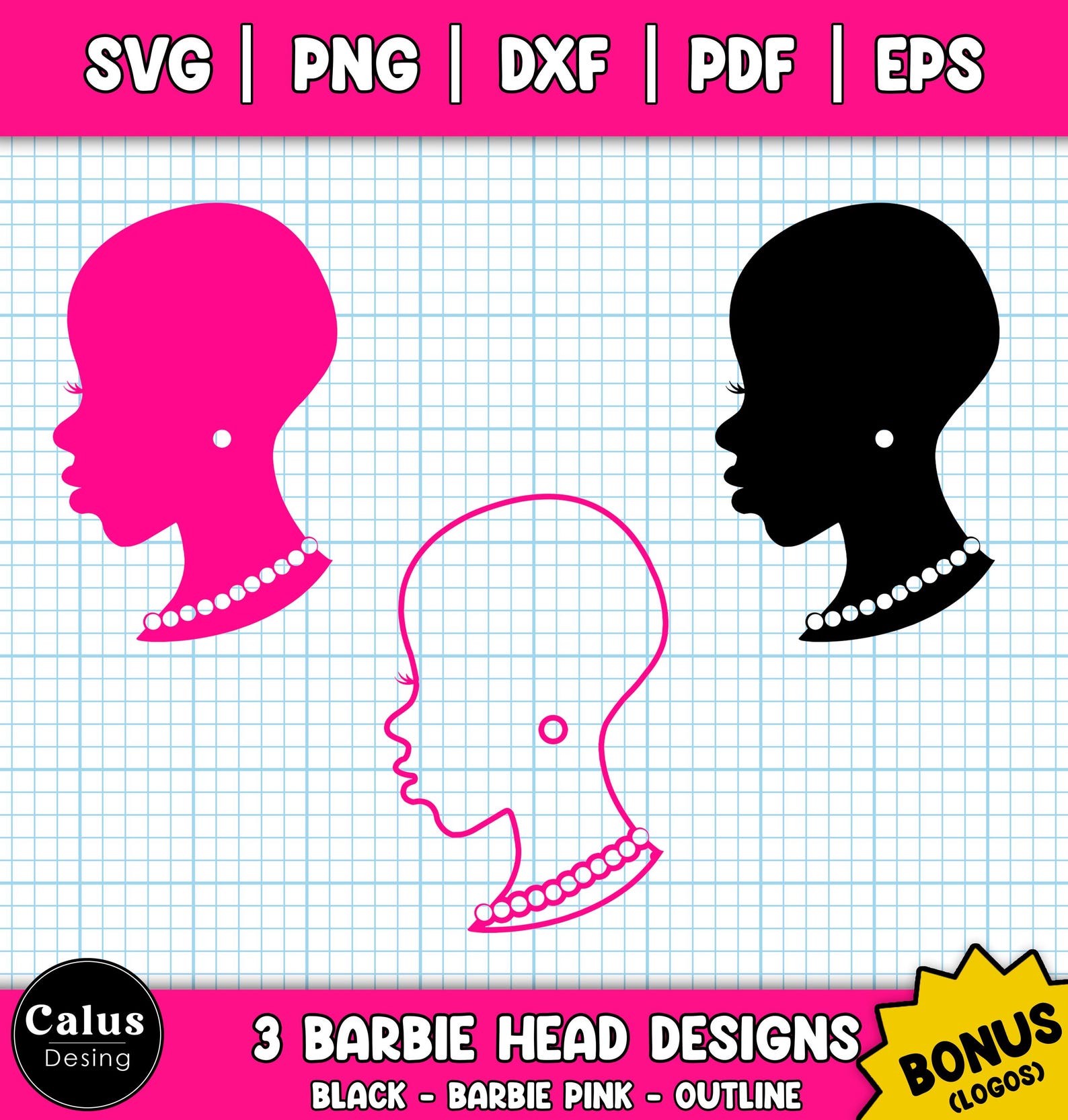Barb Head SVG Doll SVG Doll Head Svg Doll Silhouette Woman Silhouette ...