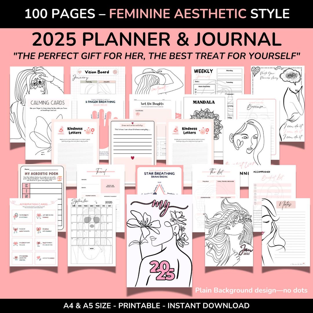 2025 Journal Planner Printable & Beautifully Designed 2025 Feminine ...