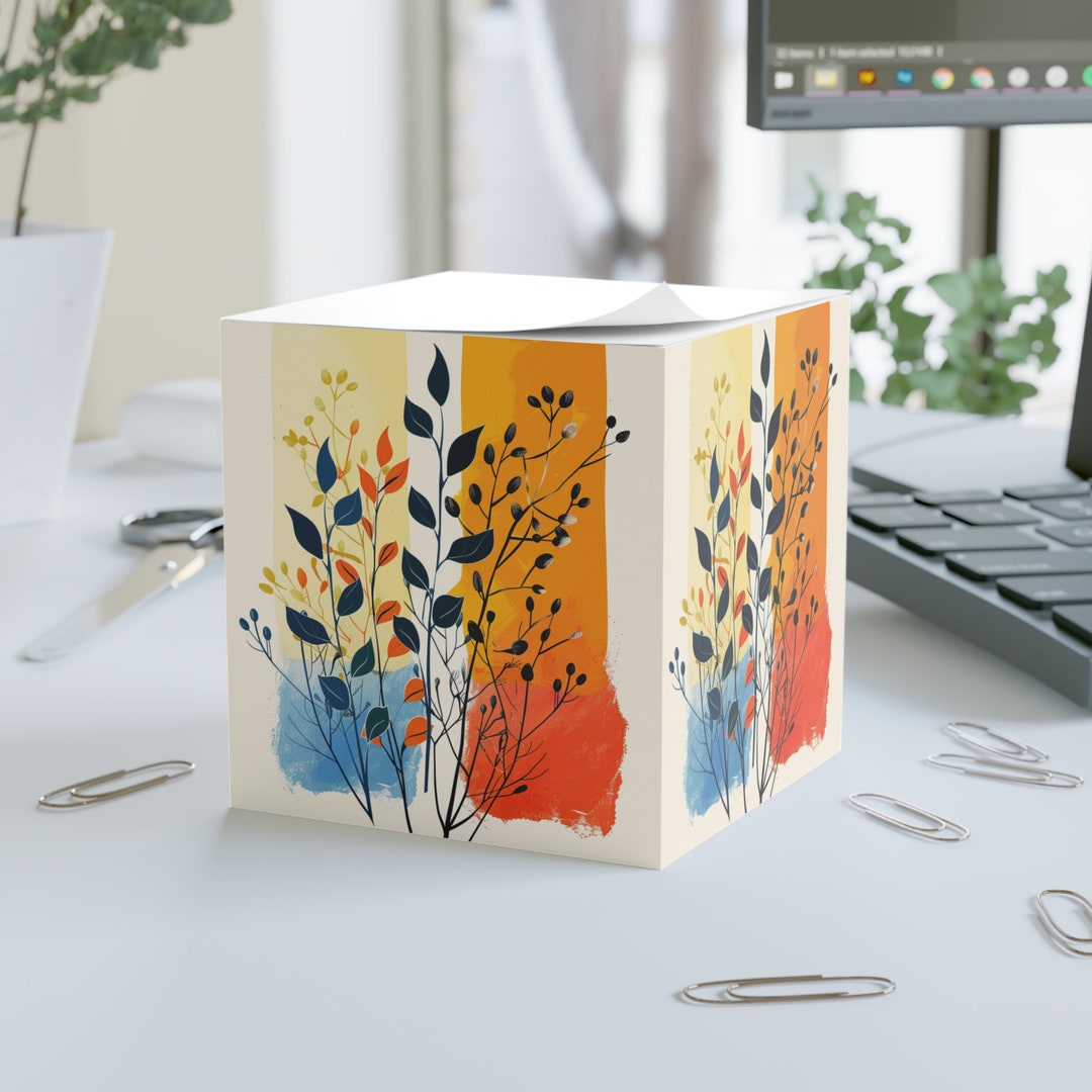Cottagecore Leaf Sprig Branches Botanical Design Sticky Note Cube ...