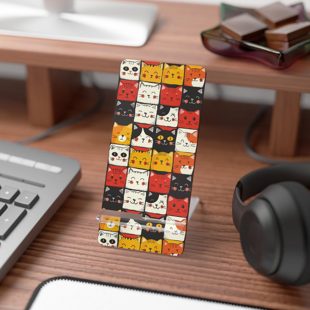 Bold Colored Cat Kawaii Tile Collage Modern Pop Anime Image Pattern ...