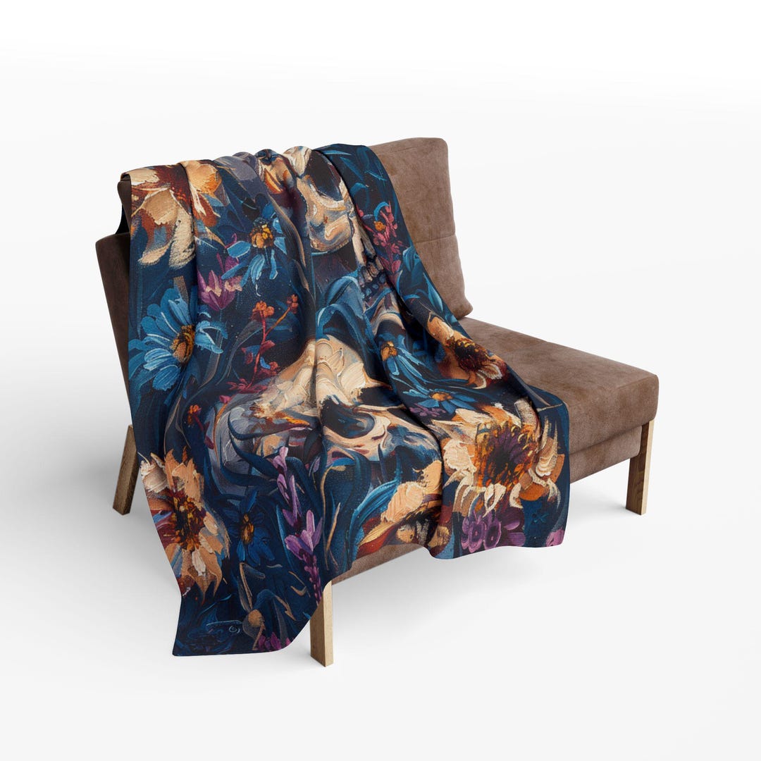 Skull Macabre Design Antique Gothic Botanical Pattern Arctic Fleece ...